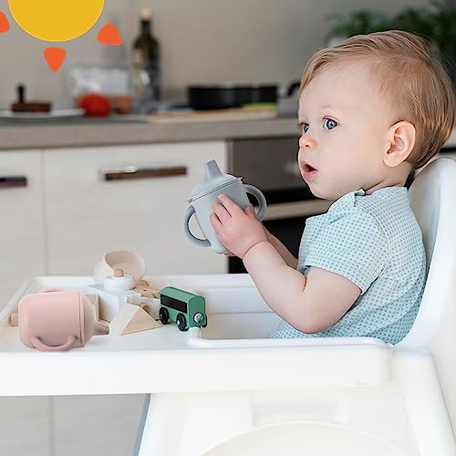 Leeleelon Silicone Sippy Cups for Baby, 100% Leak-Proof Training Cup for Toddler with Handles, Soft Spout Sippy Cup for Infants, 6+ Months, 6oz/180ml (Pack of 2)
