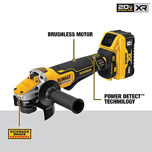 DEWALT 20V MAX* XR Angle Grinder, Trigger Switch, Power Detect Tool Technology Kit, 4-1/2-Inch to 5-Inch (DCG415W1), Grey,yellow,black