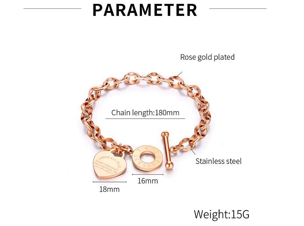 JUPPE Silver Titanium Steel Engraved Bracelet Personalized Proverbs 4:23 Bangle Gift for Women Girls (Silver-1)