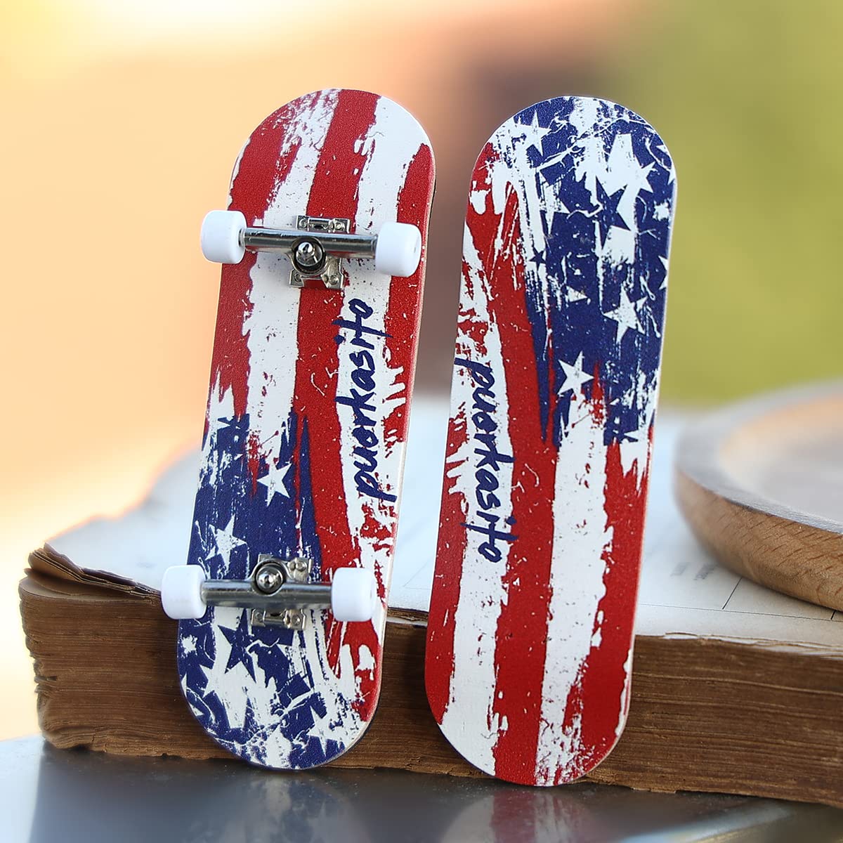 Puerkasito Fingerboard Finger Skateboard Wooden Fingerboard Pro Fingerboard Handboard Skateboard Finger Boards Set 30mm X100mm