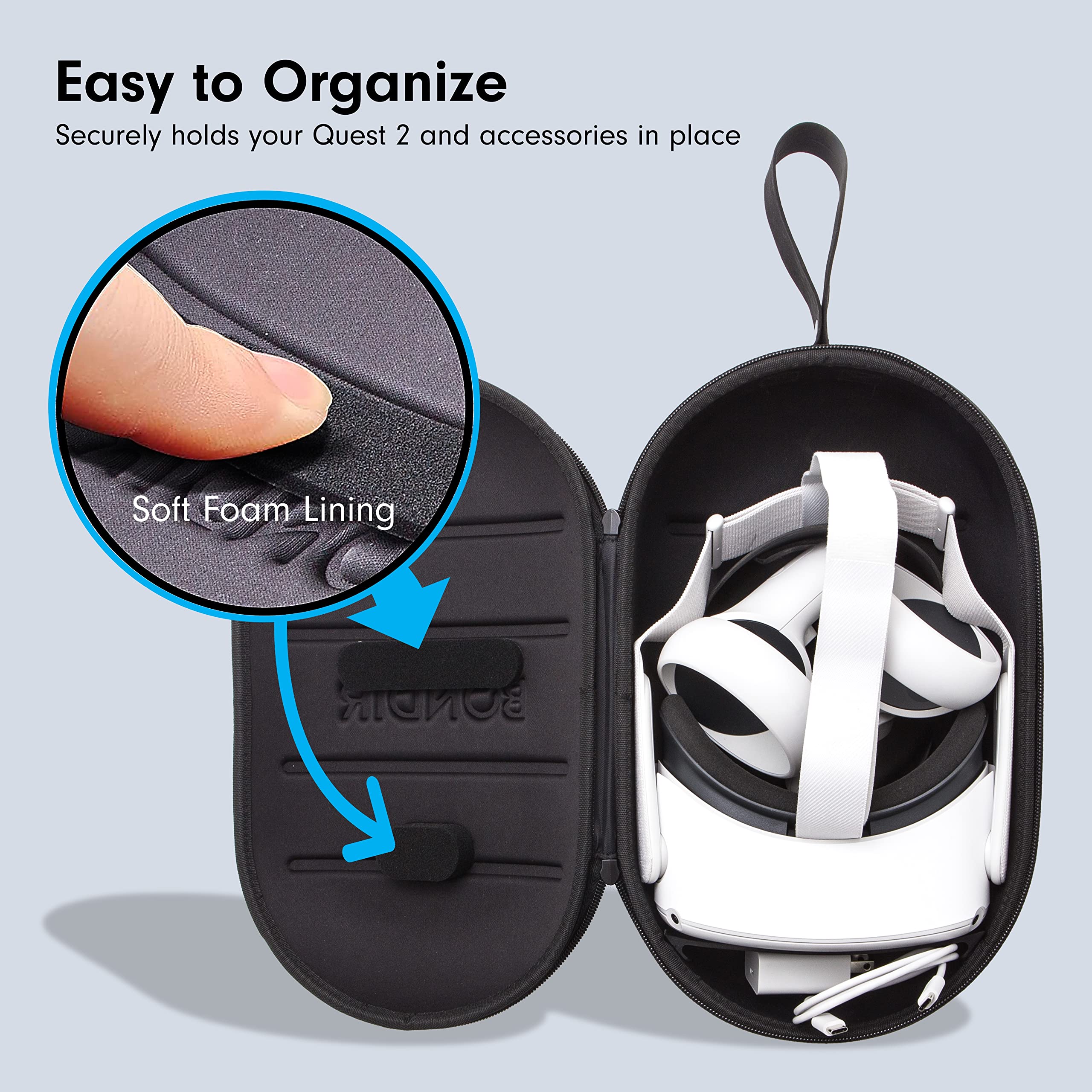 BONDIR Carrying Case for Oculus/Meta Quest 2 / Meta Quest 3 (Navy Blue)