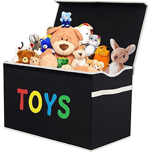 VICTOR'S Toy Box Large Toy Storage Black + Large Toy Storage Box Beige