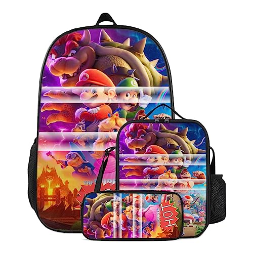 DOKHVOT School Backpack 3 PCS Set Kids Backpack for Girls Boys Women Men School Bag Backpacks with Lunch Bag & Pencil Case