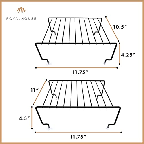 Expandable Shelf Organizer - Kitchen Cabinet, Kitchen Countertop & Bath Cabinet & Garage Shelf Organizer, Kitchen Storage & Organizer Accessories (Black) - 2 Pack