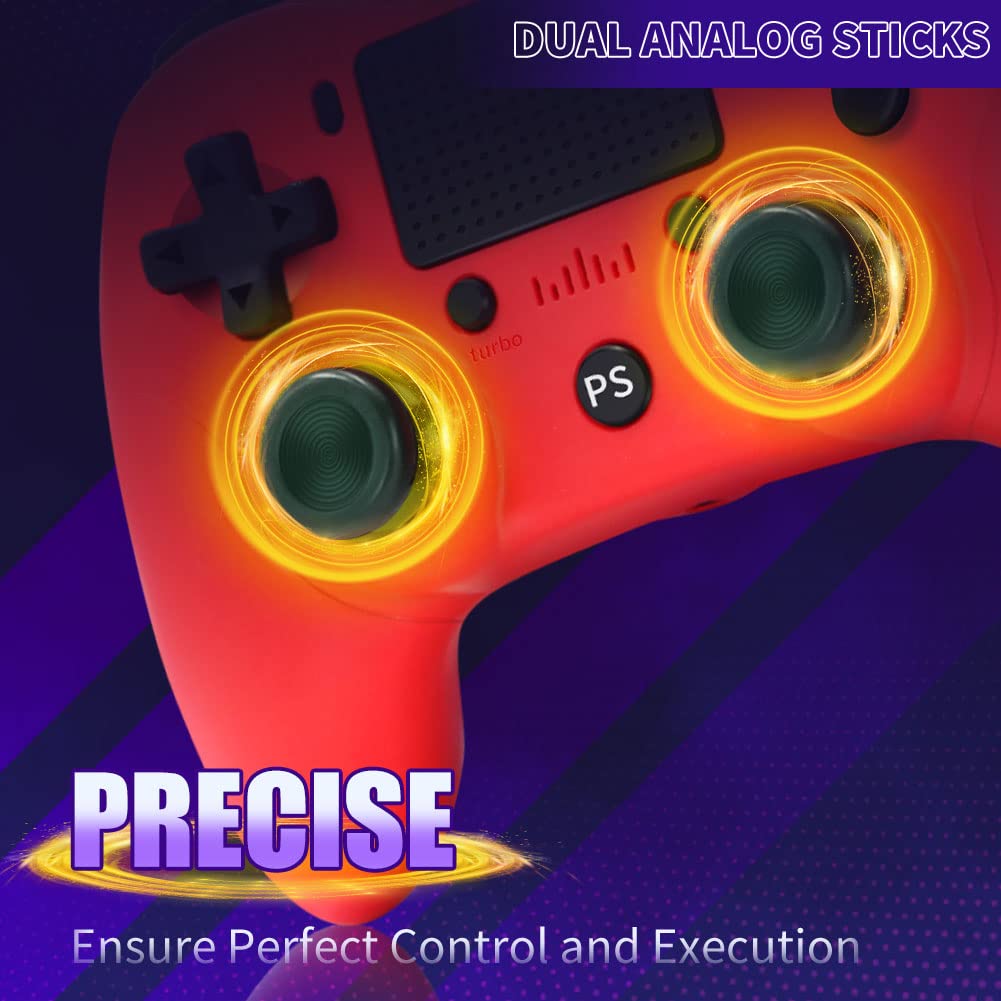 OKHAHA Controller for PS4 Wireless Controller for Playstation 4 Controller DoubleShock 4 Wireless Motion Sensor, Gifts for Kids Gifts for Girls, Magma Red