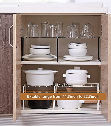 Expandable Stackable Kitchen Cabinet Storage and Counter Shelf Organizer,Shelf Risers,Kitchen Shelves, Cabinet Organization with Spice Rack,Space Saving in Kitchen, Pantry, Bathroom, Bedroom, Office