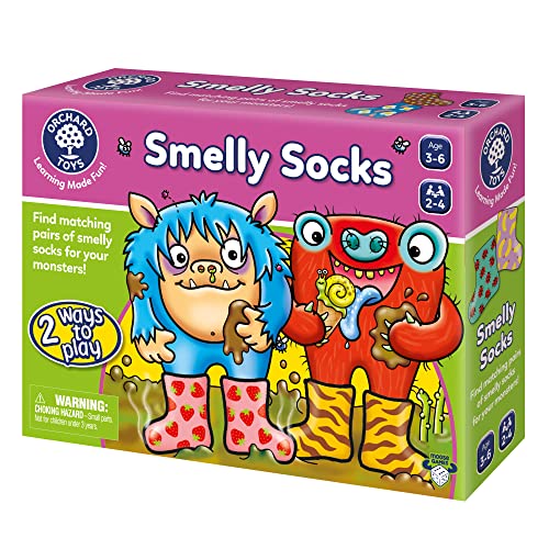 ORCHARD TOYS Moose Smelly Socks Game. Find Matching Pairs of Socks for Your Monsters! for Ages 3-6 and 2-4 Players