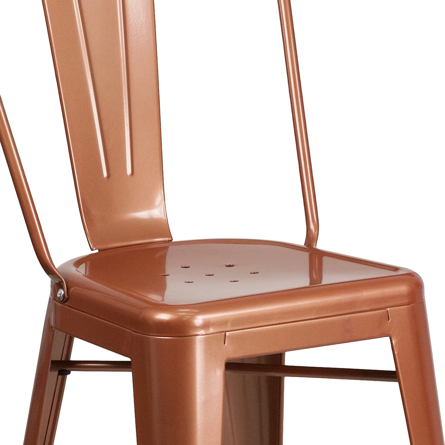 Flash Furniture Carly Commercial Grade 24" High Copper Metal Indoor-Outdoor Counter Height Stool with Back