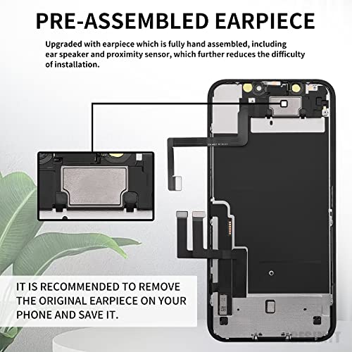 for iPhone 11 Screen Replacement 6.1β with Ear Speaker and Sensor Full Assembly Kit, 3D Touch LCD Display Digitizer Fix Tools with HD Glass Protector Front Earpiece Screws, Repair A2111, A2223, A2221