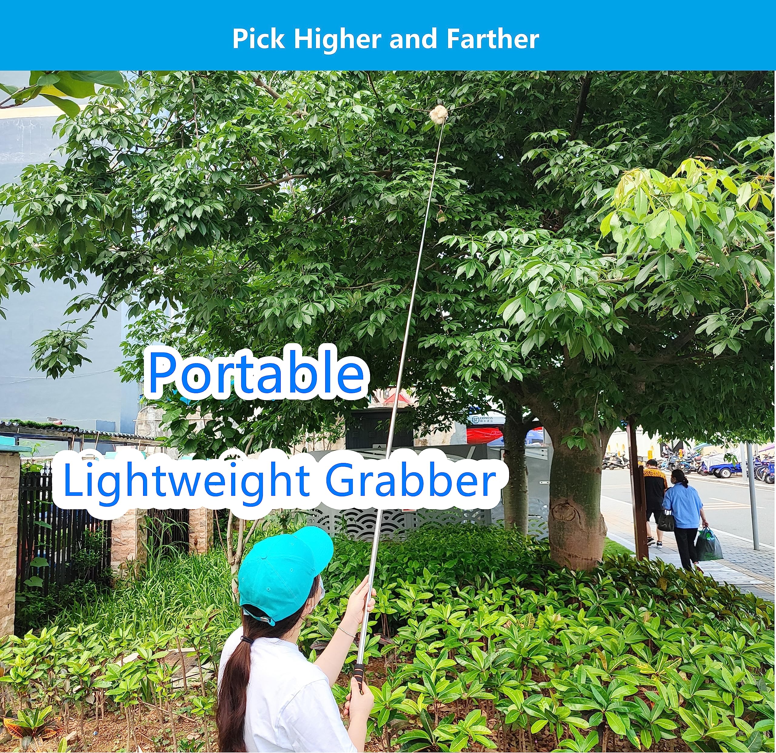 Bytcew Pickup Tool Telescopic Push/Pull Pole with Two Hooks Extends to 9.8 Feet(3M),Wire Reacher Disc Golf Grabber Rod