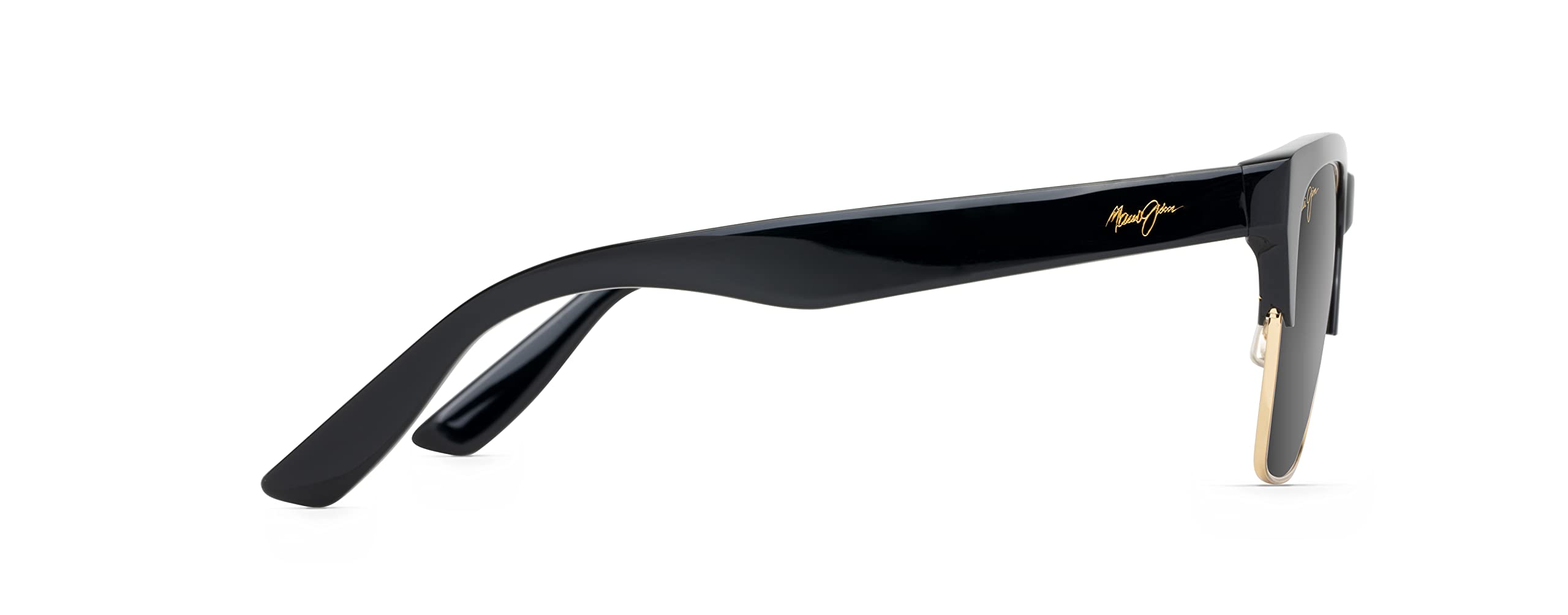 Maui Jim Men's and Women's Perico Polarized Classic Sunglasses, Black Gloss with Gold/Neutral Grey, Large