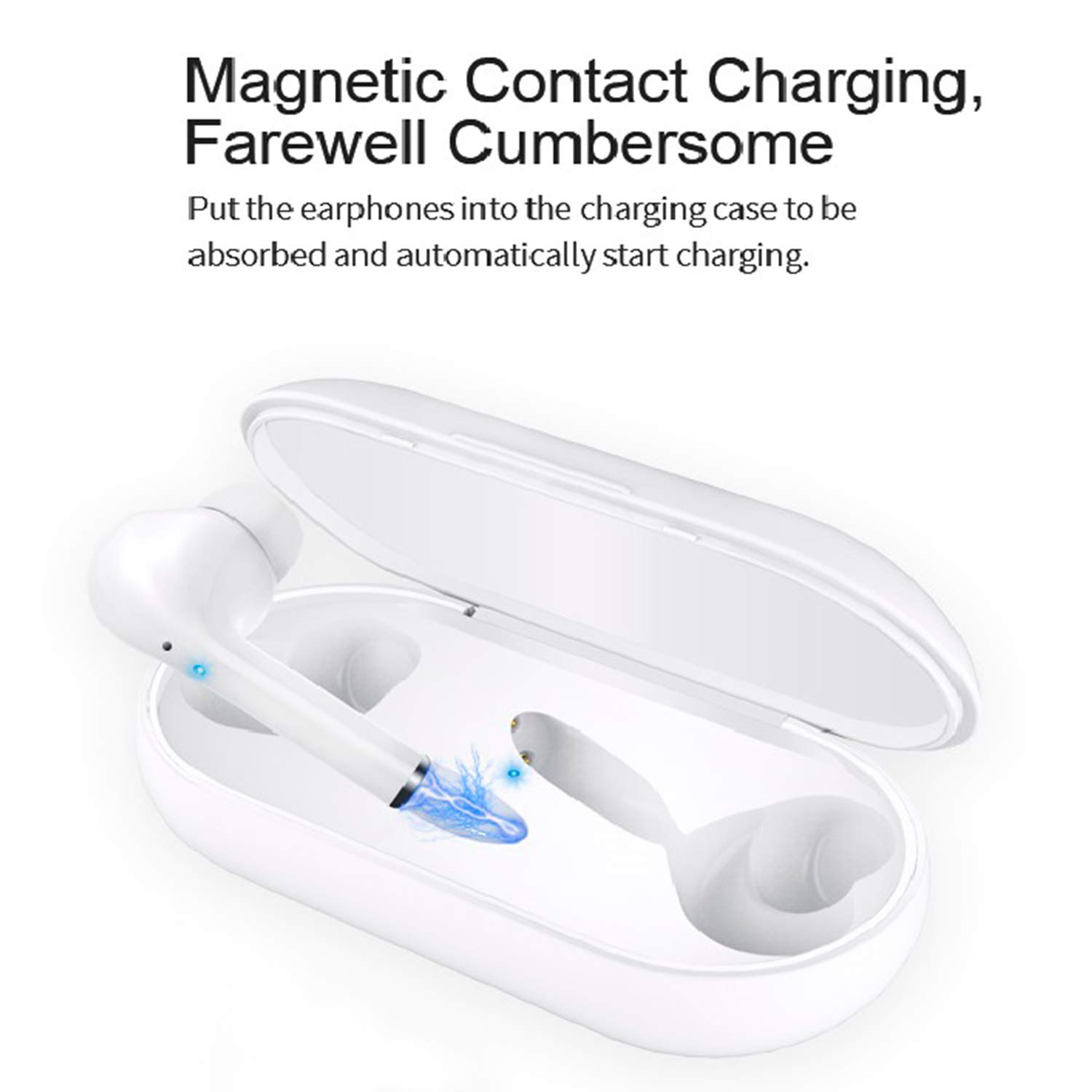 Bluetooth 5.0 Wireless Earbuds,Dualpow True Wireless Headphone HiFi Stereo Sound Mini in-Ear Headset (Touch Control, 20hrs Playtime, Auto Pairing) compatible with iphone, android, smartphones (White)