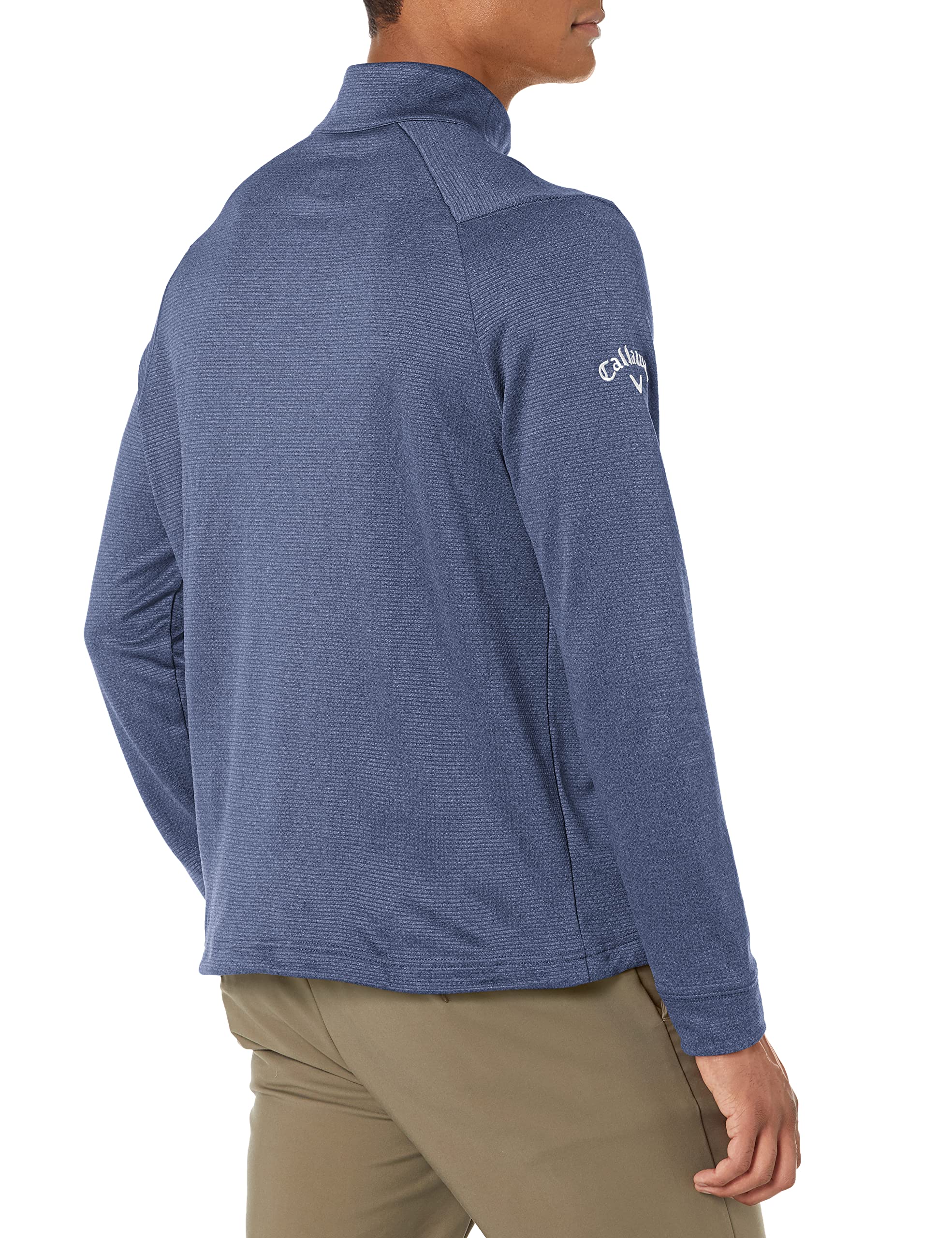 Callaway Men's Swingtech Waffle Midweight 1/4 Zip Long Sleeve Golf Base Layer, Dark Navy HTR, X-Large