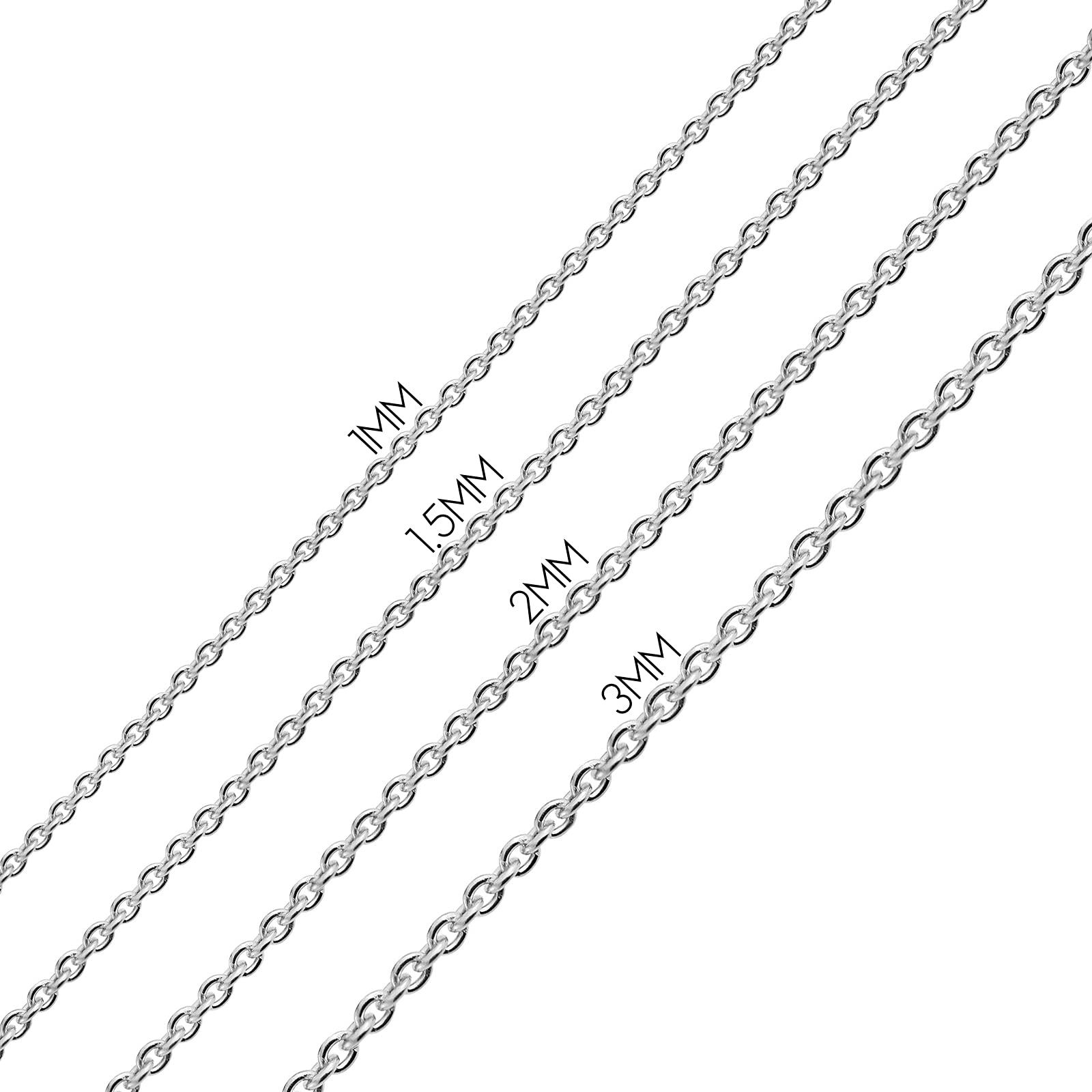 Bling Jewelry Classic Fine Thin 1 MM Strong Rolo Link Cable Chain Necklace for Women Men .925 Sterling Silver 18 Inch