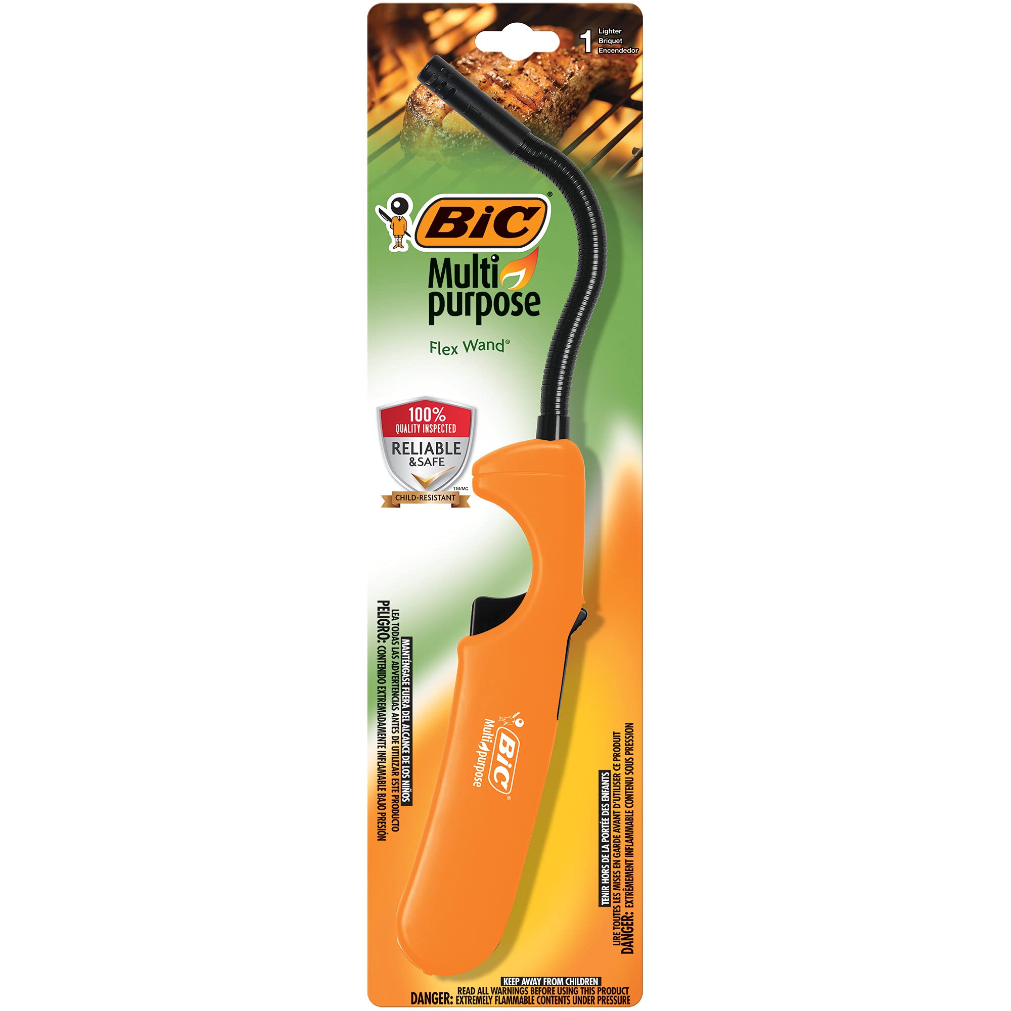 BIC Flex Wand Lighter, Assorted Handle Colors, 10-Pack