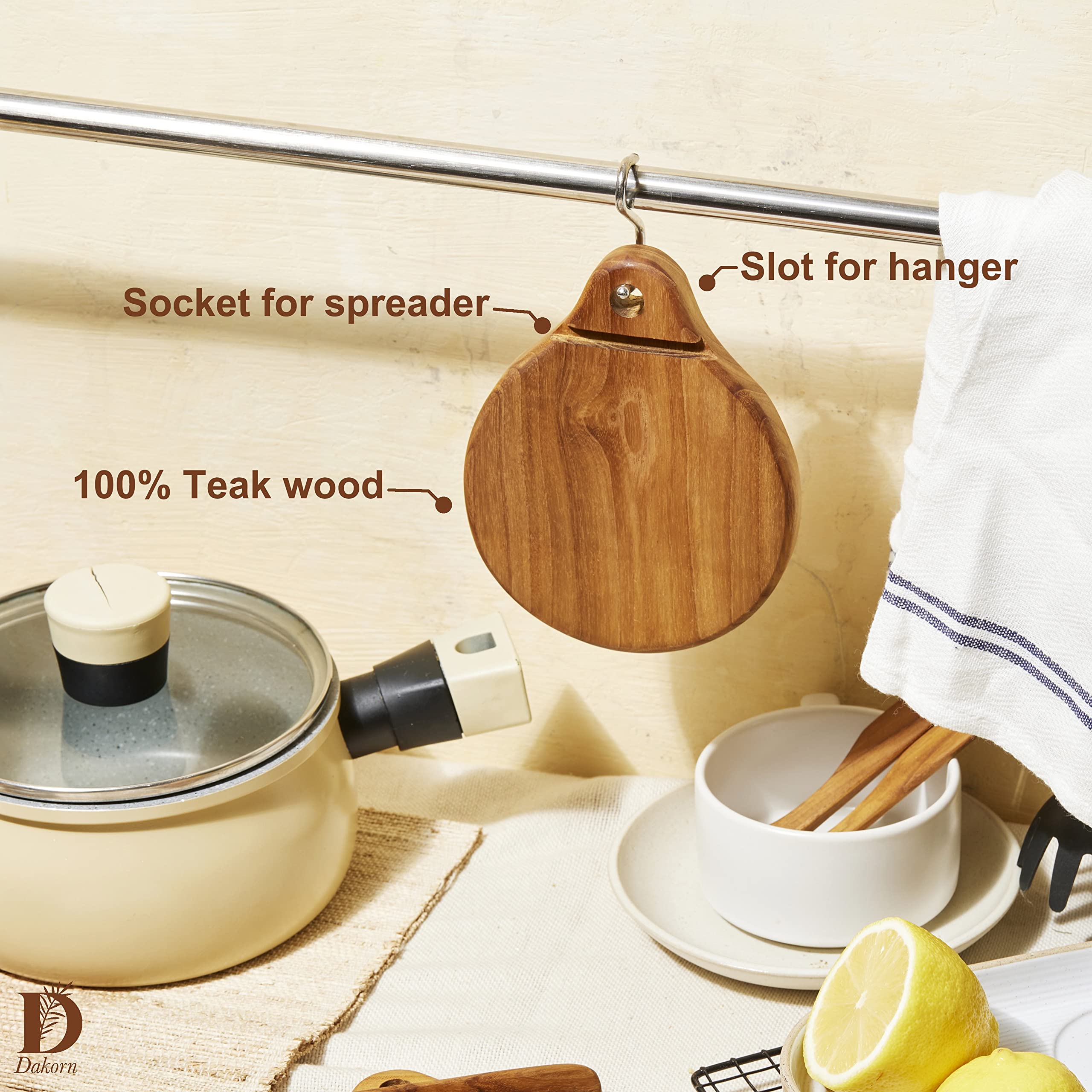 Dakorn Tiny Wooden Chopping Board 5", Mini Cutting board with handle for small fruit on Drink corner, Bar Cabinet & Butter Knife, Butter Spreader, Breakfast Spreadsā¦