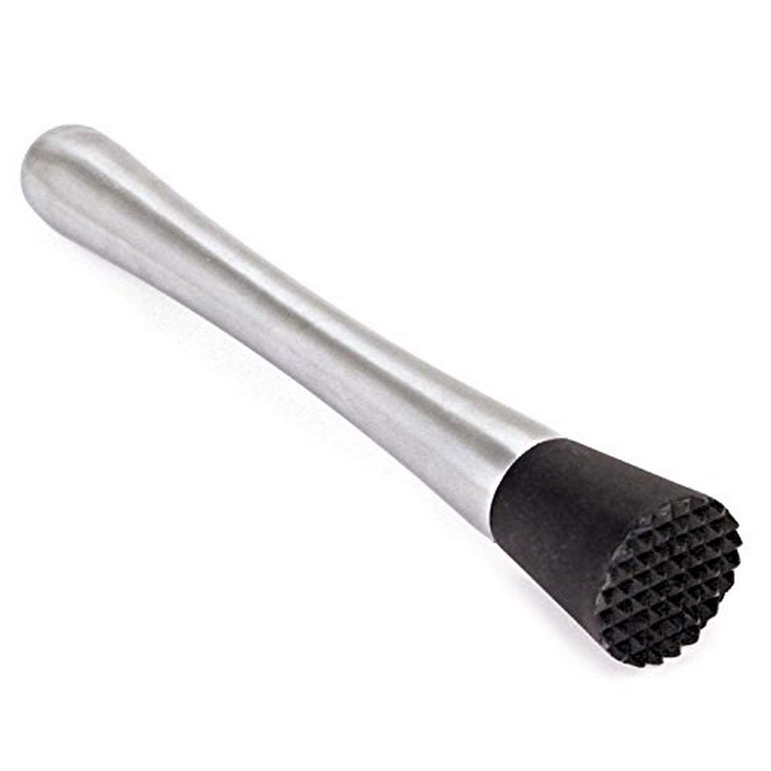Co-Rect Cocktail Muddler Stainless Steel with Black Serrated End, 8-Inch