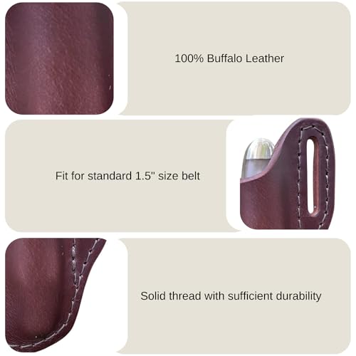 Coast Leathers, Leather Knife Sheath, Trapper Knife Sheath, Slanted Pancake Sheath, Belt Sheath, Leather Holster (Brown)