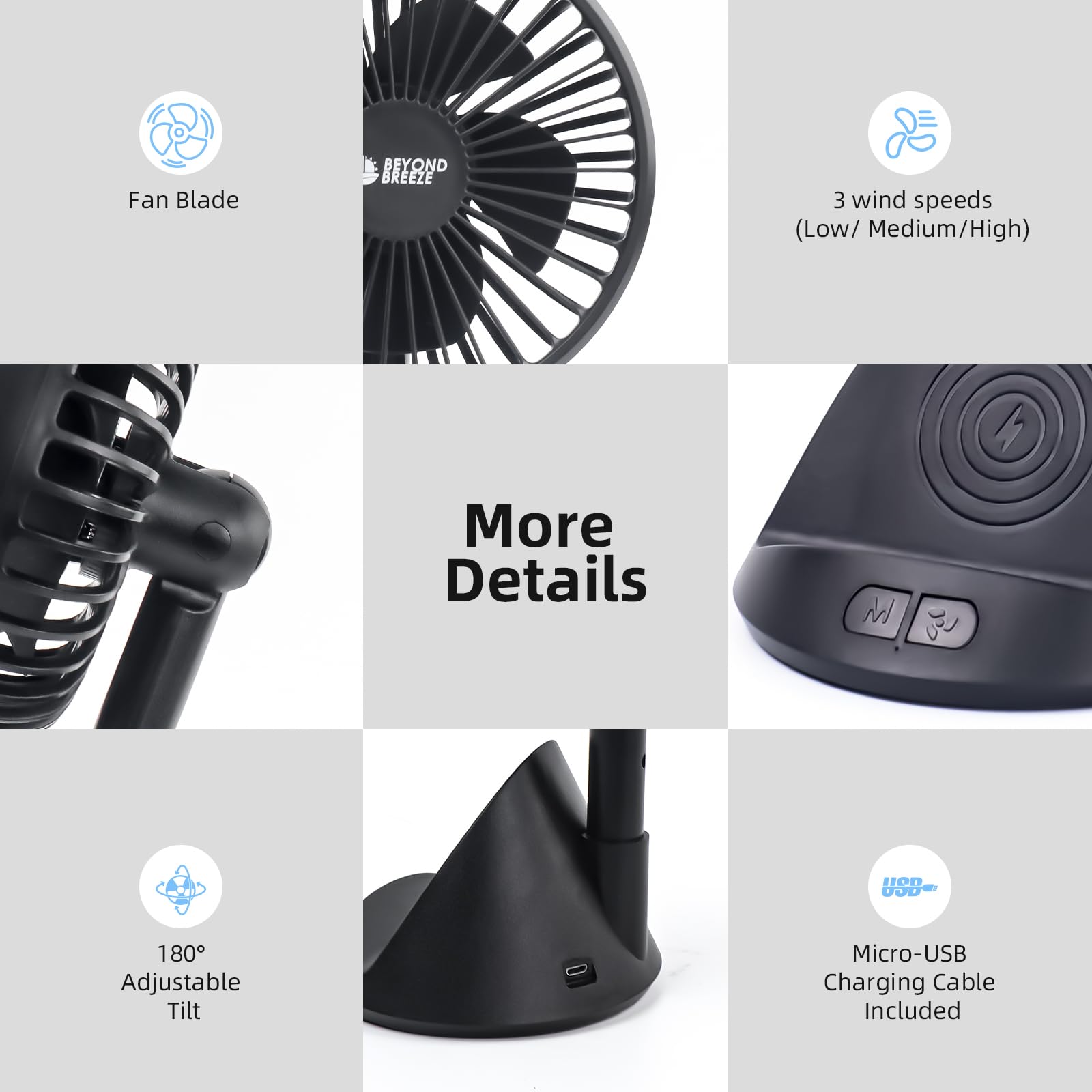 BEYOND BREEZE: Portable Rechargeable Mini Fan – Experience Whisper-Quiet Cooling and Multi-Functional Convenience