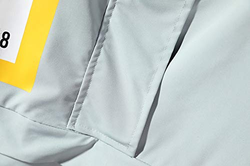 GURUNVANI Casual Hoodie Long Sleeve Hooded Jacket Color Block Pullover (White, Small)