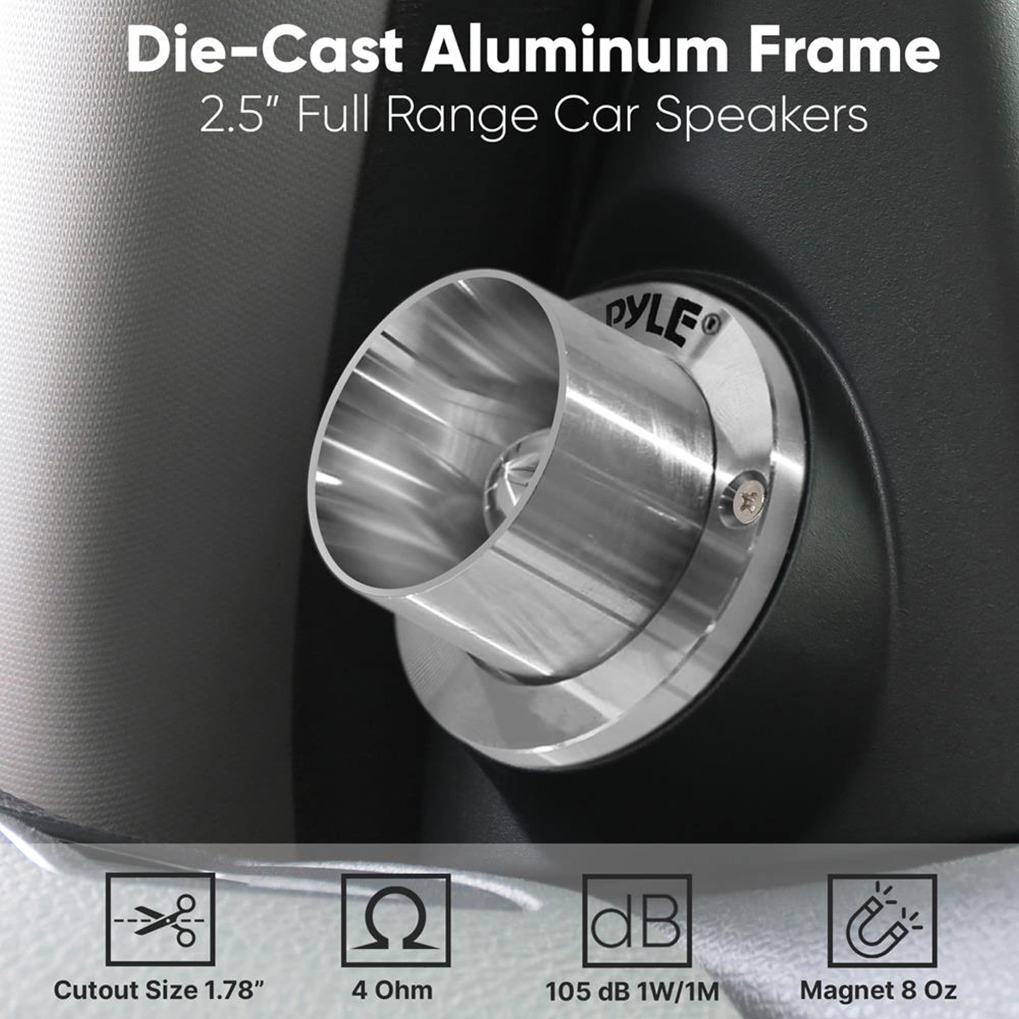 Pyle 2.5" Titanium Tweeter with Die-Cast Aluminum Frame - 100 Watts, 1'' Voice Coil, Car Audio Tweeter for Stereo and Speaker - PDBT30, Yellow
