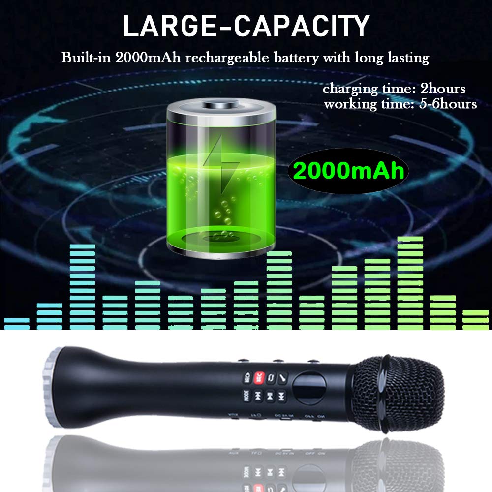 Bluetooth Microphone, JeKaVis J-M01 Protable Wireless Karaoke Microphone Speaker Singing Machine with Marvelous Echo Effect for Birthday/Christmas (Black)