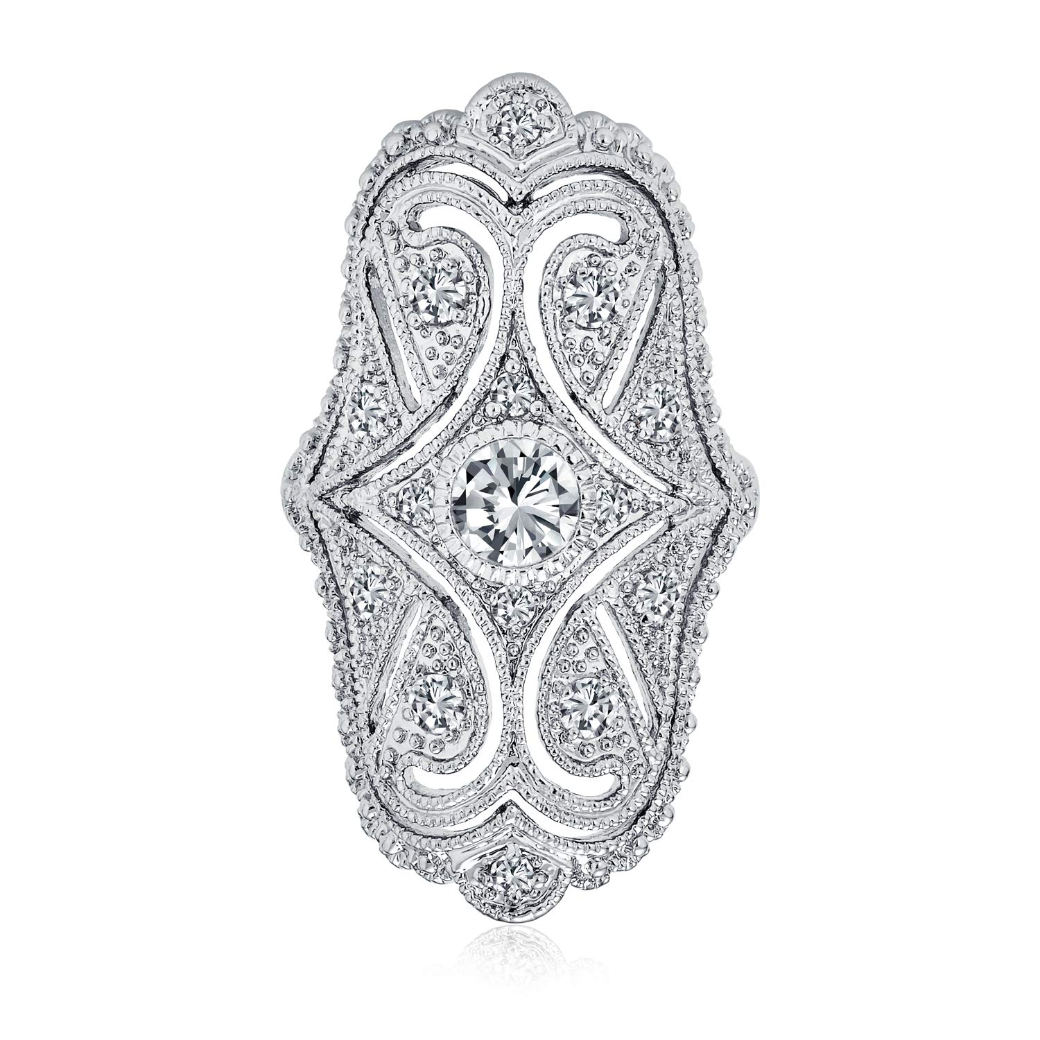 Bling Jewelry Great Gatsby Inspired CZ Vintage Style Full Finger Armor Ring, Size 8