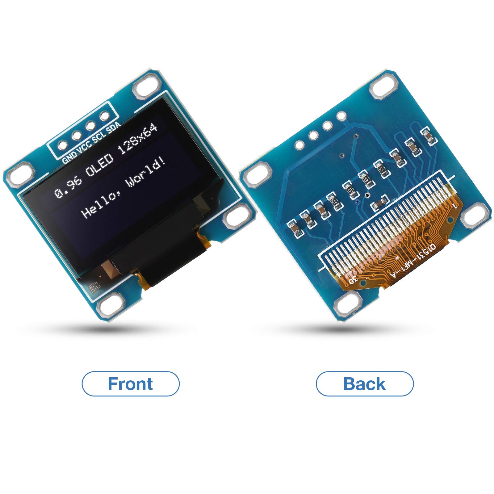 Weewooday 5 Pieces 0.96 Inch OLED Module 12864 128x64 Driver IIC I2C Serial Self-Luminous Display Board Compatible with Arduino/Raspberry PI(White)