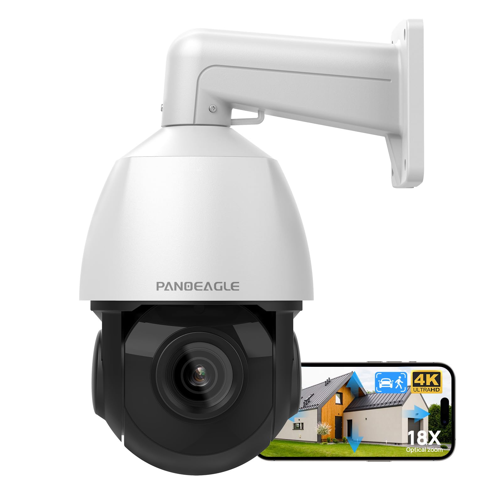 Compatible for Hikvision 4K 8MP PTZ POE IP Camera Outdoor, Auto Tracking Dome Camera with Pan Tilt 18x Optical Zoom 30x Digital Zoom,165ft IR Night Vision,Smart Human/Vehicle Detection,Two-Way Talk