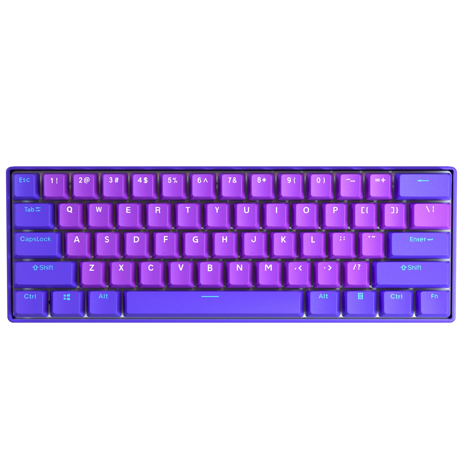 BOYI 61 Mini Mechanical Keyboard,60% Mini RGB PBT Keycap Cherry MX Switch Compact RGB Mechanical Gaming Keyboard (Purple Color,Cherry MX Silent Red Switch)