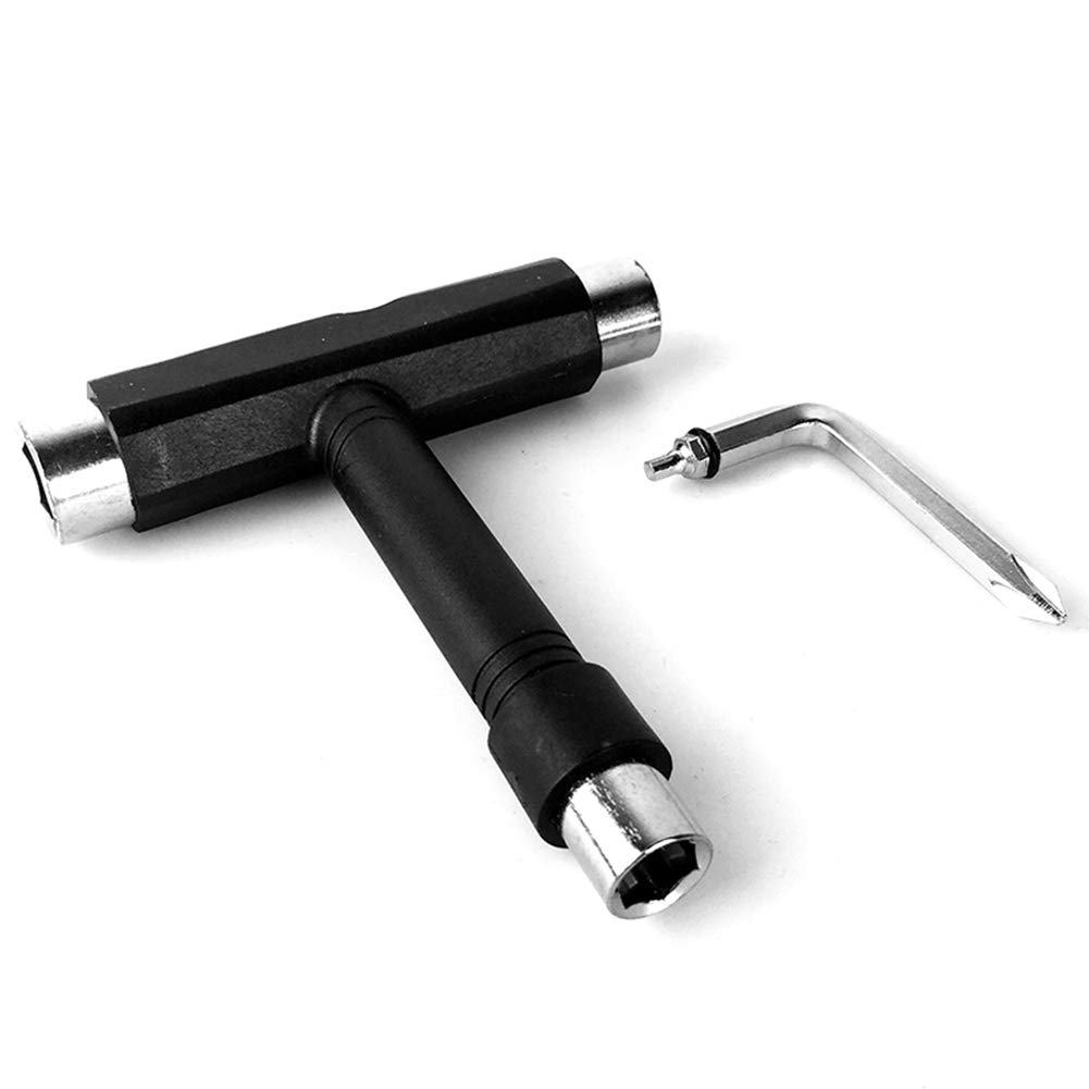 Biowlucn All-in-One Skate Tools Multi-Function Portable Skateboard T Tool Accessory with T-Type Allen Key and L-Type Phillips Head Wrench Screwdriver