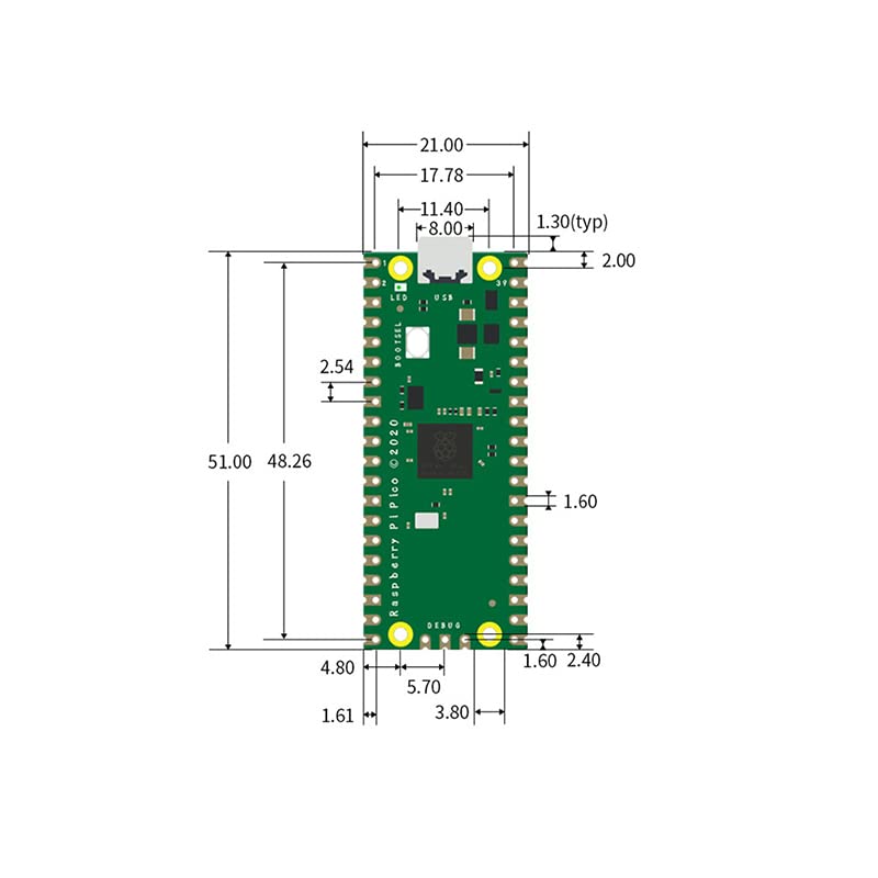 Compatible for Raspberry Pi Pico RP2040 Microcontroller Chip Dual-Core Arm Cortex M0+ Processor Low-Power Microcomputers Processor