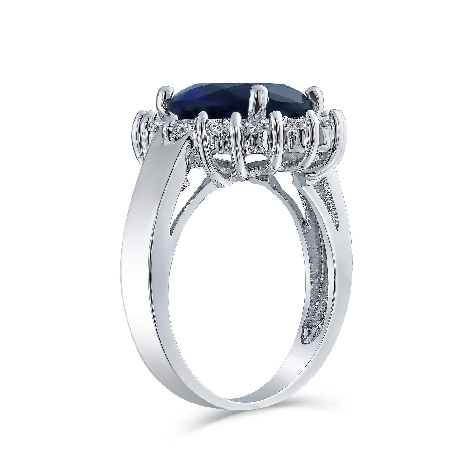 Bling Jewelry Royal Engagement Ring Blue Rhodium Plated,Blue,7