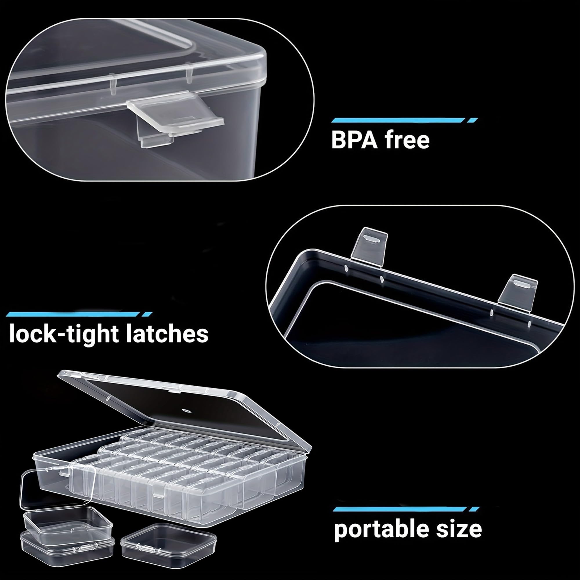 CHSZCHOMER 26 Pack Bead Storage Box With Hinged Lid, Sturdy Plastic Box - Used For Crafts, Beads, Jewelry, Manicures, And Small Items, Diy Handmade With Classification Labels