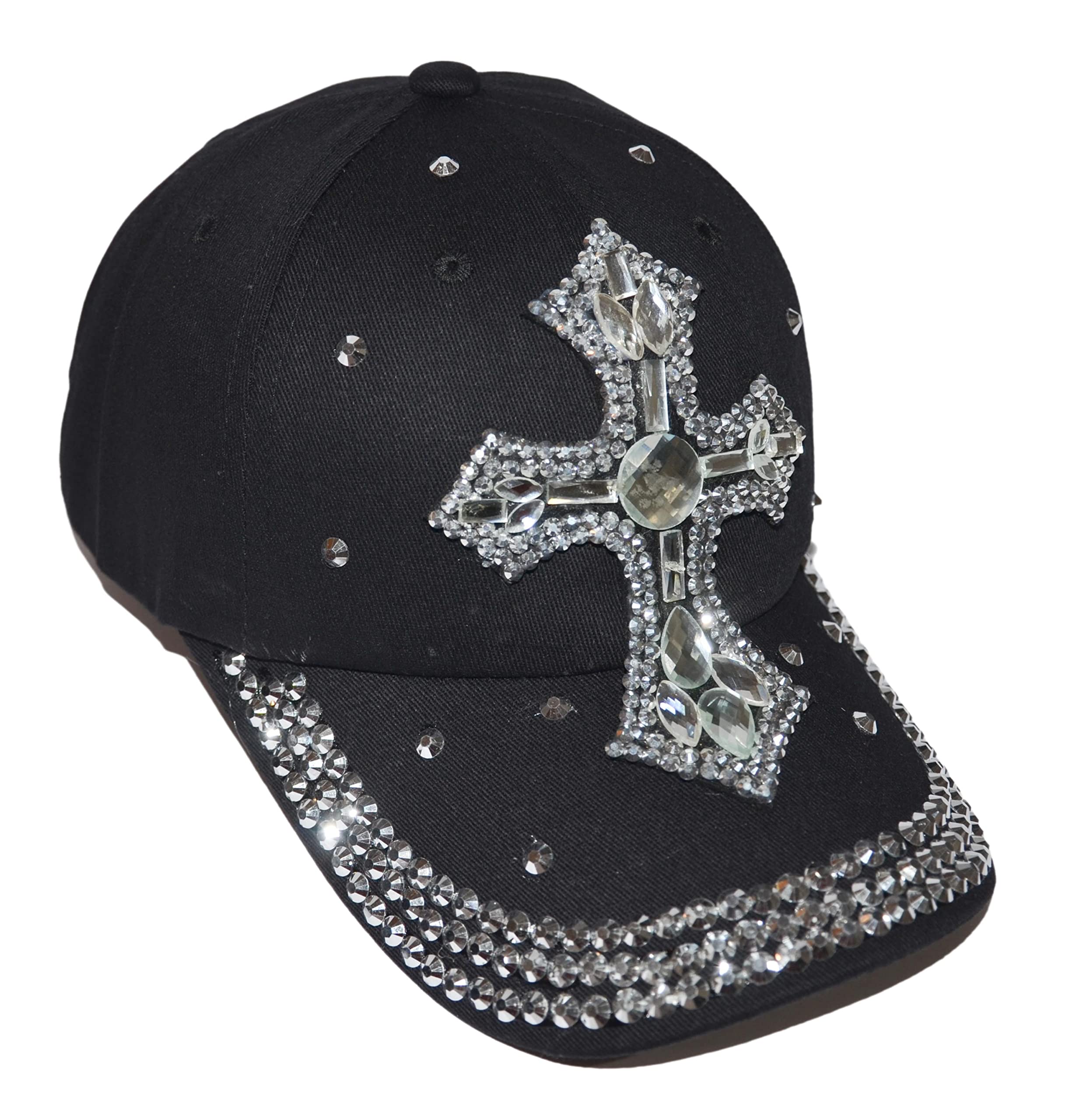 Popfizzy Bling Baseball Cap for Women and Girls, Fun Bedazzled Hats, Shiny Rhinestone Denim and Diamond Hat, Sparkly Gifts