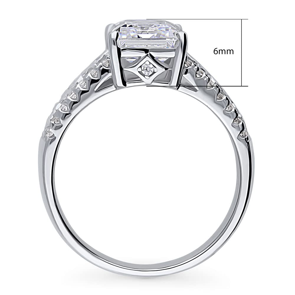 BERRICLE Sterling Silver Art Deco Cubic Zirconia CZ Fashion Ring for Women, Rhodium Plated Size 7