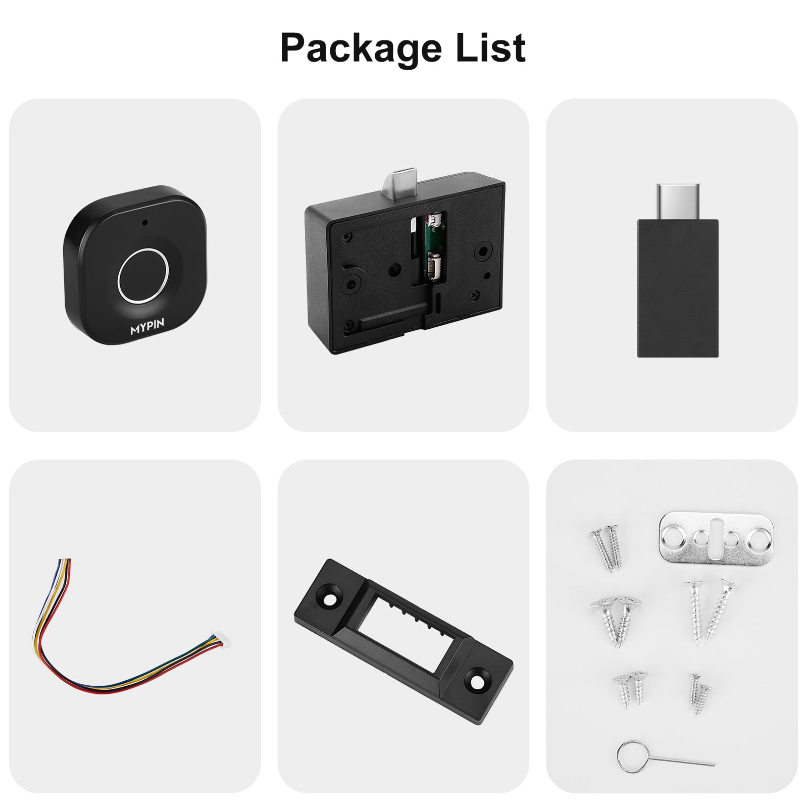Bluetooth Fingerprint Cabinet Lock, Smart Biometric Cabinet Lock, Keyless Hidden File Drawer Wardrobe Lock, Child Safety Electric Fingerprint Lock, DIY Wooden Furniture Privacy Lock (Plastic)