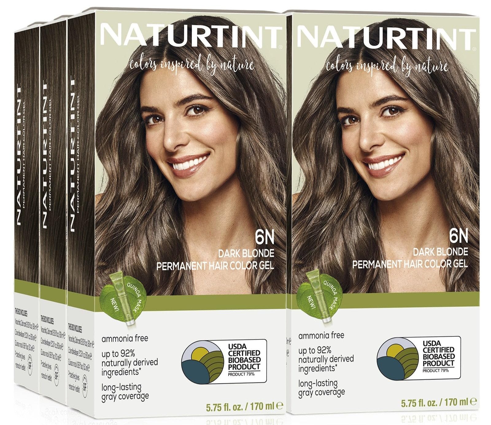 Naturtint 6N Dark Blonde Permanent Hair Color (Pack of 6), Ammonia Free, Vegan, Cruelty Free, up to 100% Gray Coverage, Long Lasting Results (Packaging may vary)
