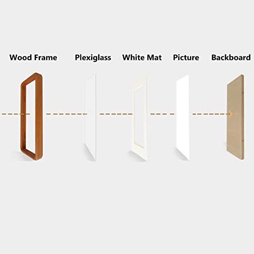 Natural Wood Photo Frames Inspired Tabletop Picture Frame with Mat, Vertical or Horizontal Display (Teak, 4x6 matted to 3x5)