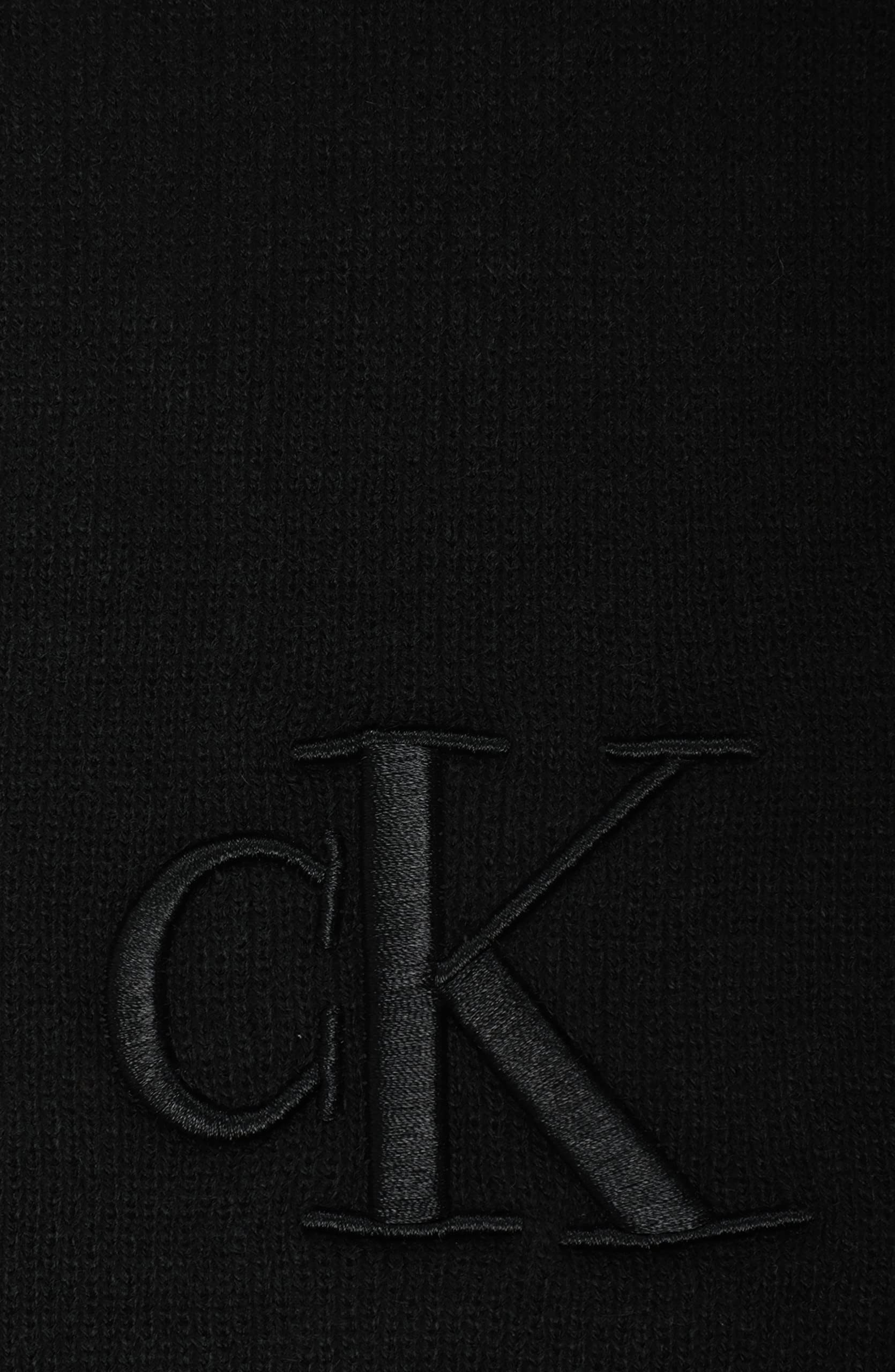 Calvin Klein Men's 3D Embroidered CK Monogram Scarf, Black, One Size