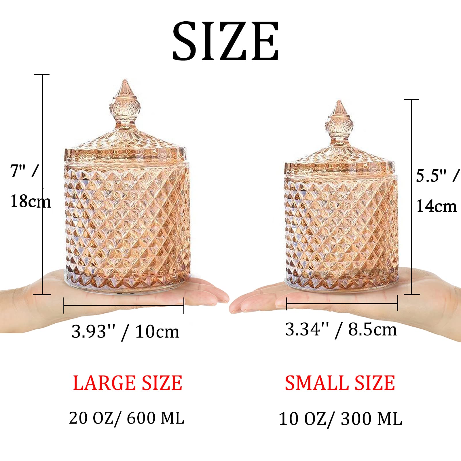 Candy Dishes with Lids-Candy Containers Glass Cookie Amber Jar for Candy Buffet Decorative Jars Candy Buffet Dishes for Party Wedding Display Pothecary Flour, Small+Large