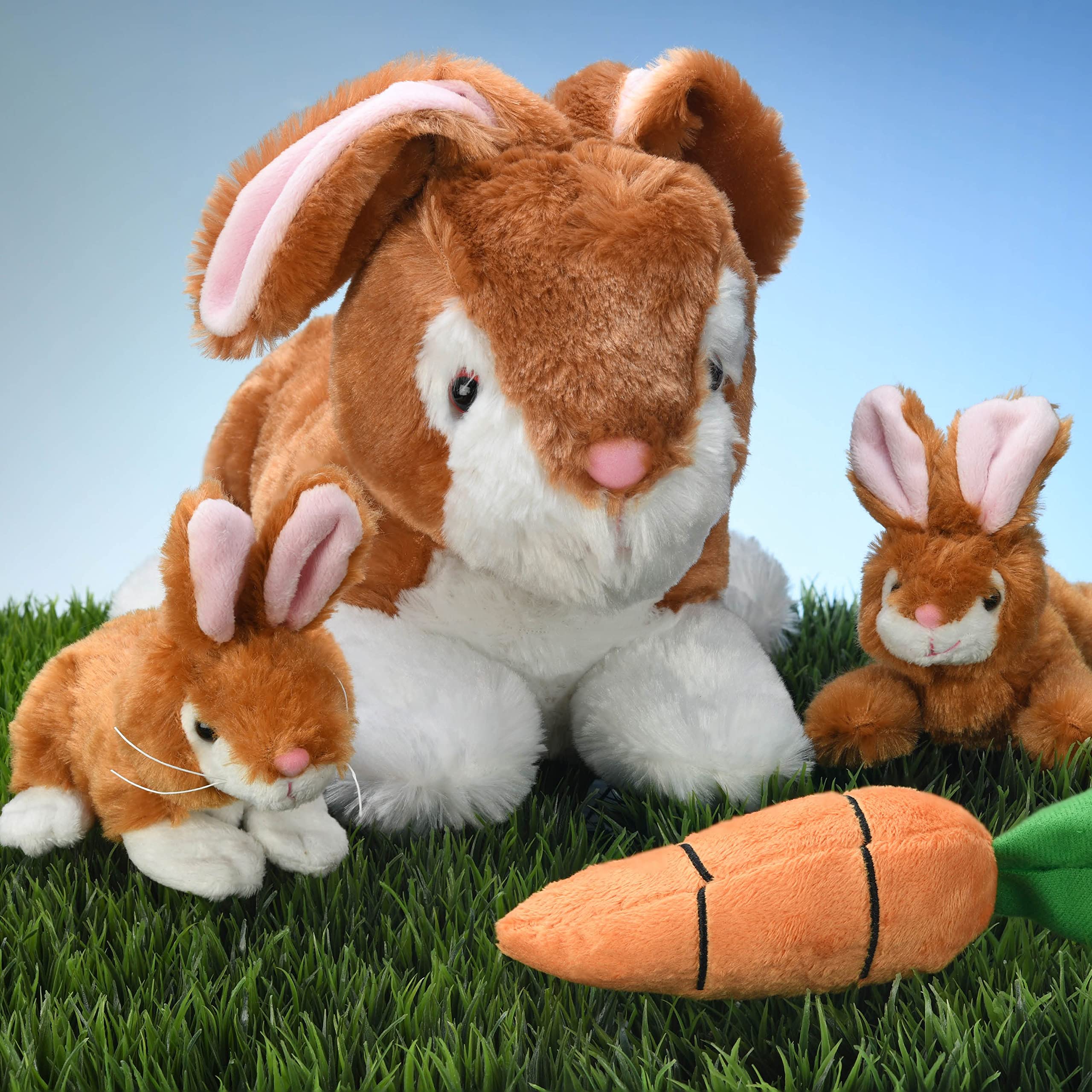 Prextex Plush Bunny Rabbit with Zippered Pouch for Little Baby Bunnies, Bunny Stuffed Animal, Easter Bunny Stuffed Animal, Stuffed Animal with Babies Inside - Perfect for Easter Gift and Easter Basket