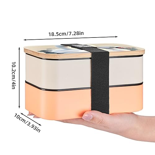 Cute Little Swan Adult Lunch Box, Bento Box, With Cutlery Set Of 3, 2 Compartments, Rectangular, Lunch Box For Adults