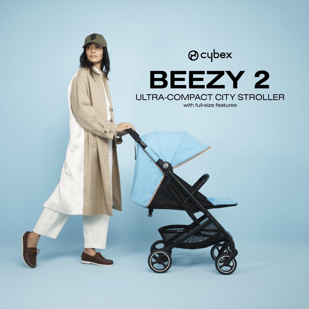 CYBEX Beezy 2 Compact and Lightweight Travel Stroller - Compatible with CYBEX Car Seats, Moon Black