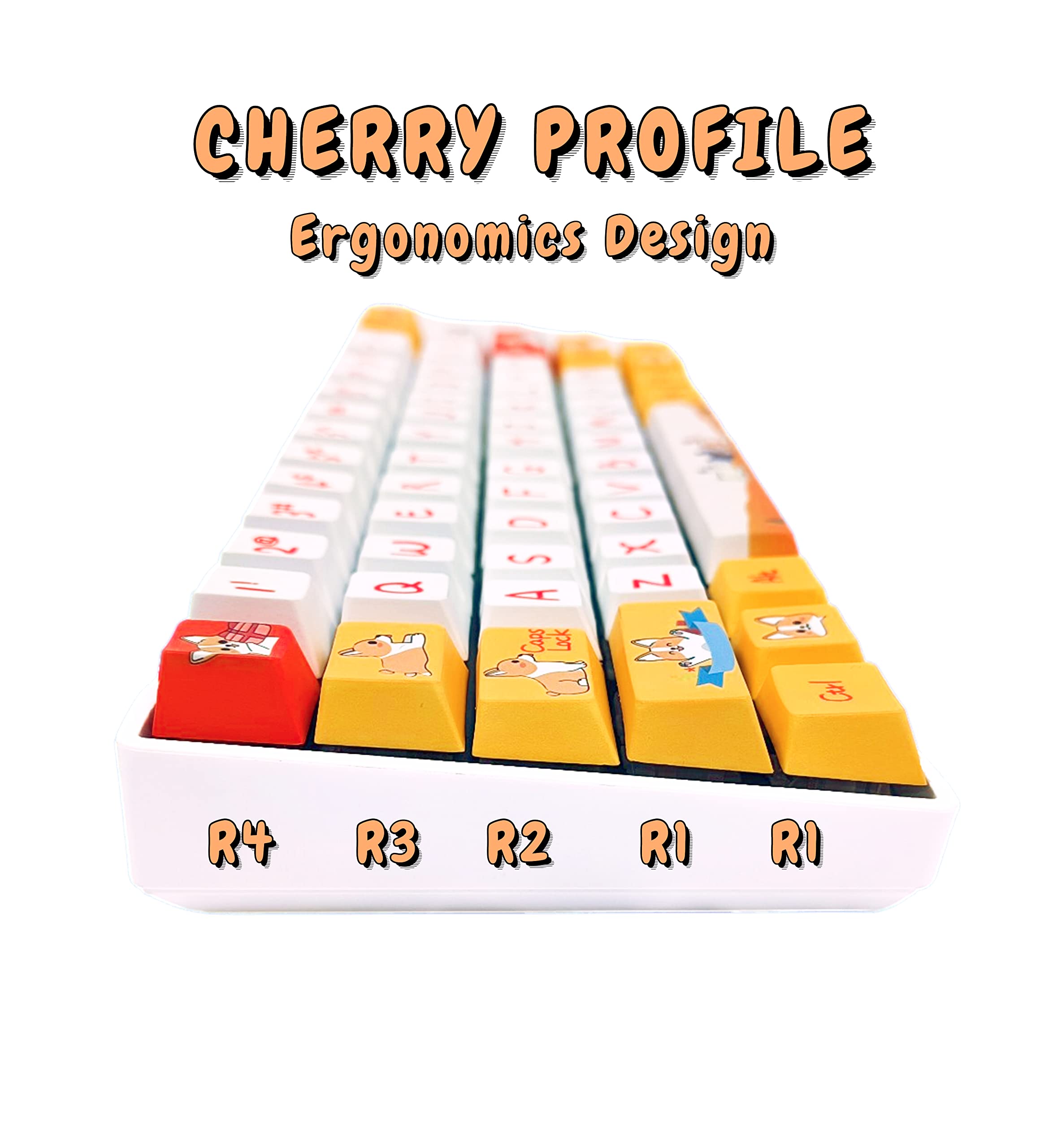 Corgi Dog Keycaps for Cherry MX Switches Cute Pets Mechanical Gaming Keyboard, PBT Key Caps Set(English Version)