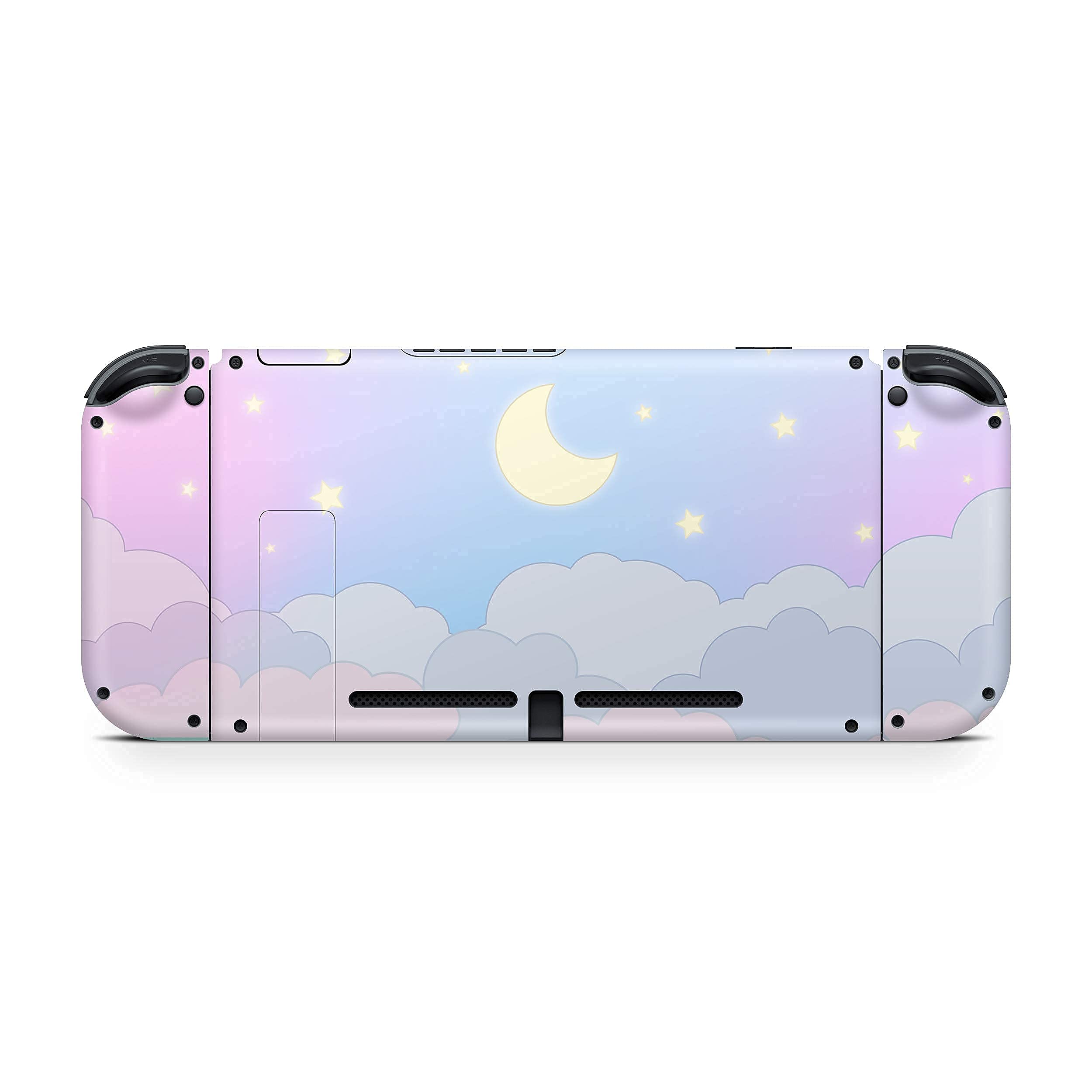 Tacky design Bundle Clouds Skin for Nintendo Switch & Clouds Skin for Pro Controller Set, Pastel Starry Blue Sky Vinyl 3m Stickers Moon Full wrap Cover