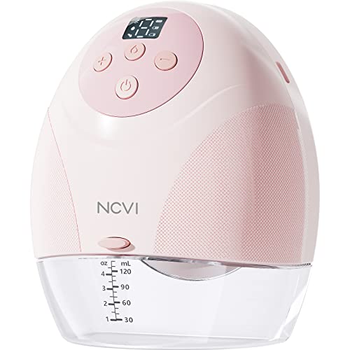 NCVI Wearable Breast Pump, Breast Pump Hands Free, Double Electric Breast Pump, Portable Breast Pump with 3 Modes & 9 Levels, Wireless Breast Pump, LCD Display, Rechargeable, 21/24mm Flanges, 1 Pack