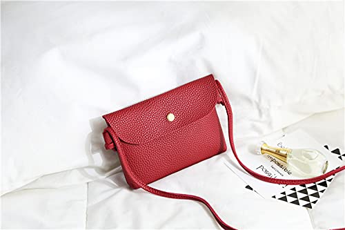 PKSANIT Women's Cross Body Bag, PU Leather Small Square Bag for Women, Shoulder Bag Diagonal Messenger Handbag (Red)