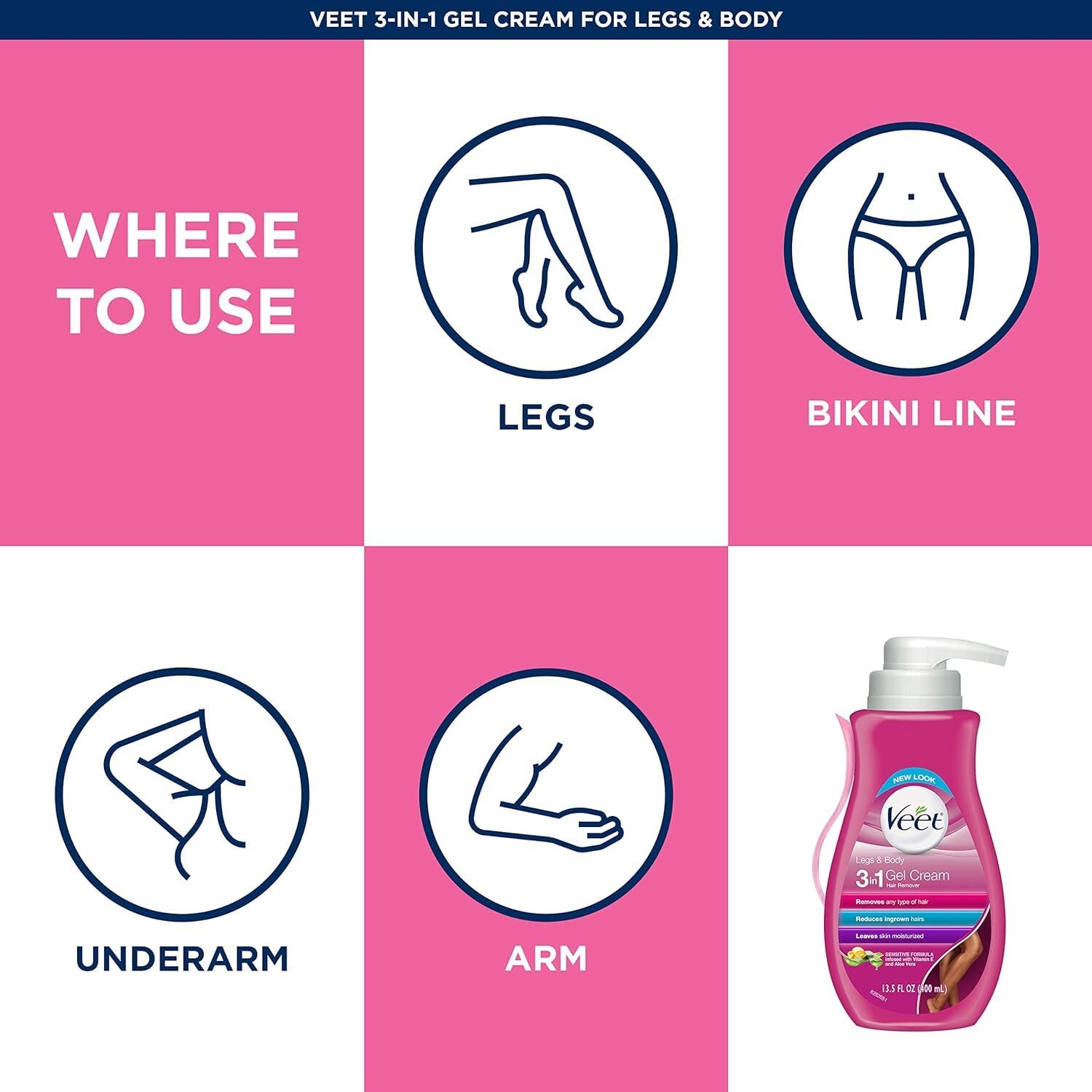 Veet Gel Hair Remover Cream with Essential Oils, 13.50 Ounce (Package May Vary)