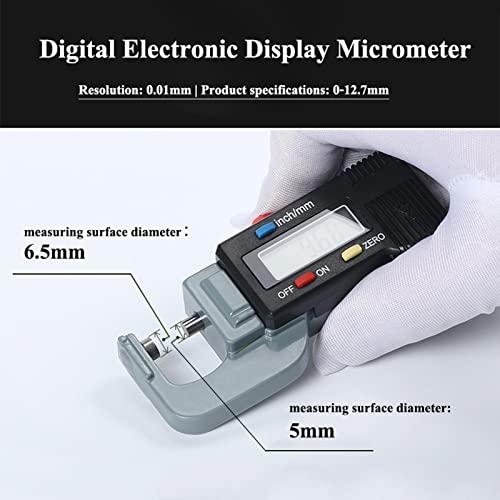 Digital Thickness Gauge, Mini Horizontal Electronic Thickness Meter Micrometer, 0-12.7mm Range, 0.02mm Accuracy, 0.01mm Resolution, for Paper, Jewelry, Pearl, Leather